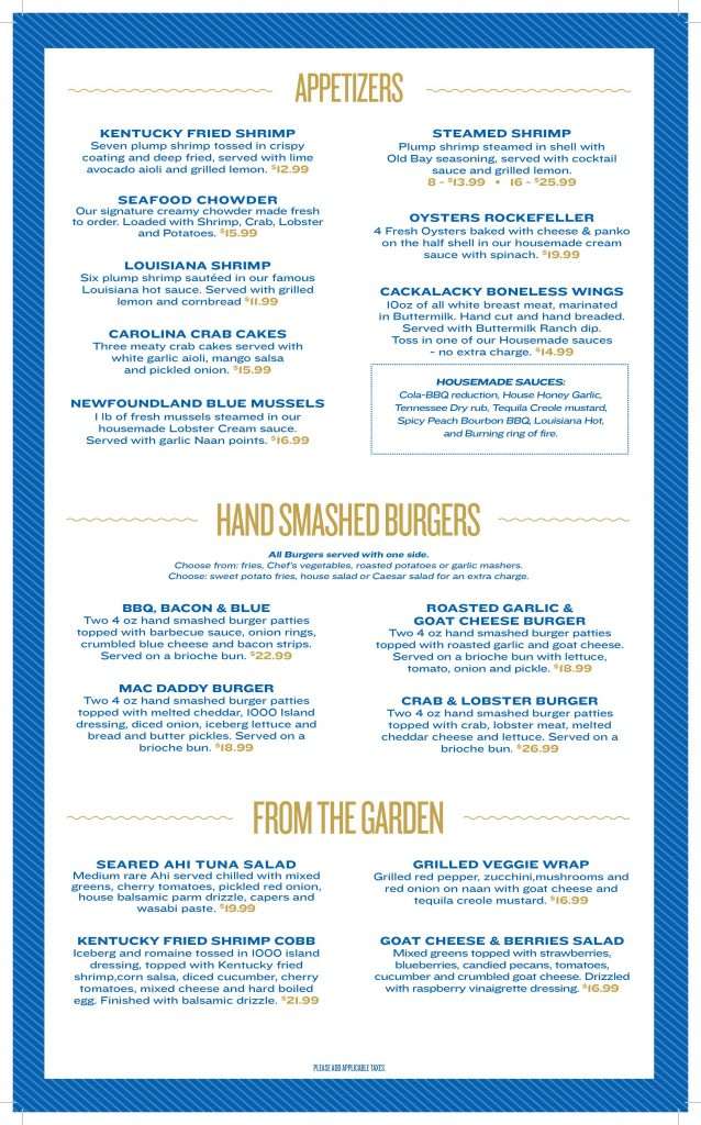 Menu | Coastal Kitchen & Bar