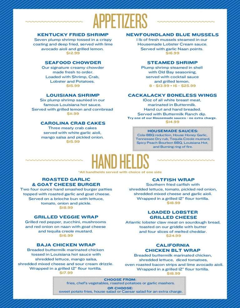 Menu | Coastal Kitchen & Bar