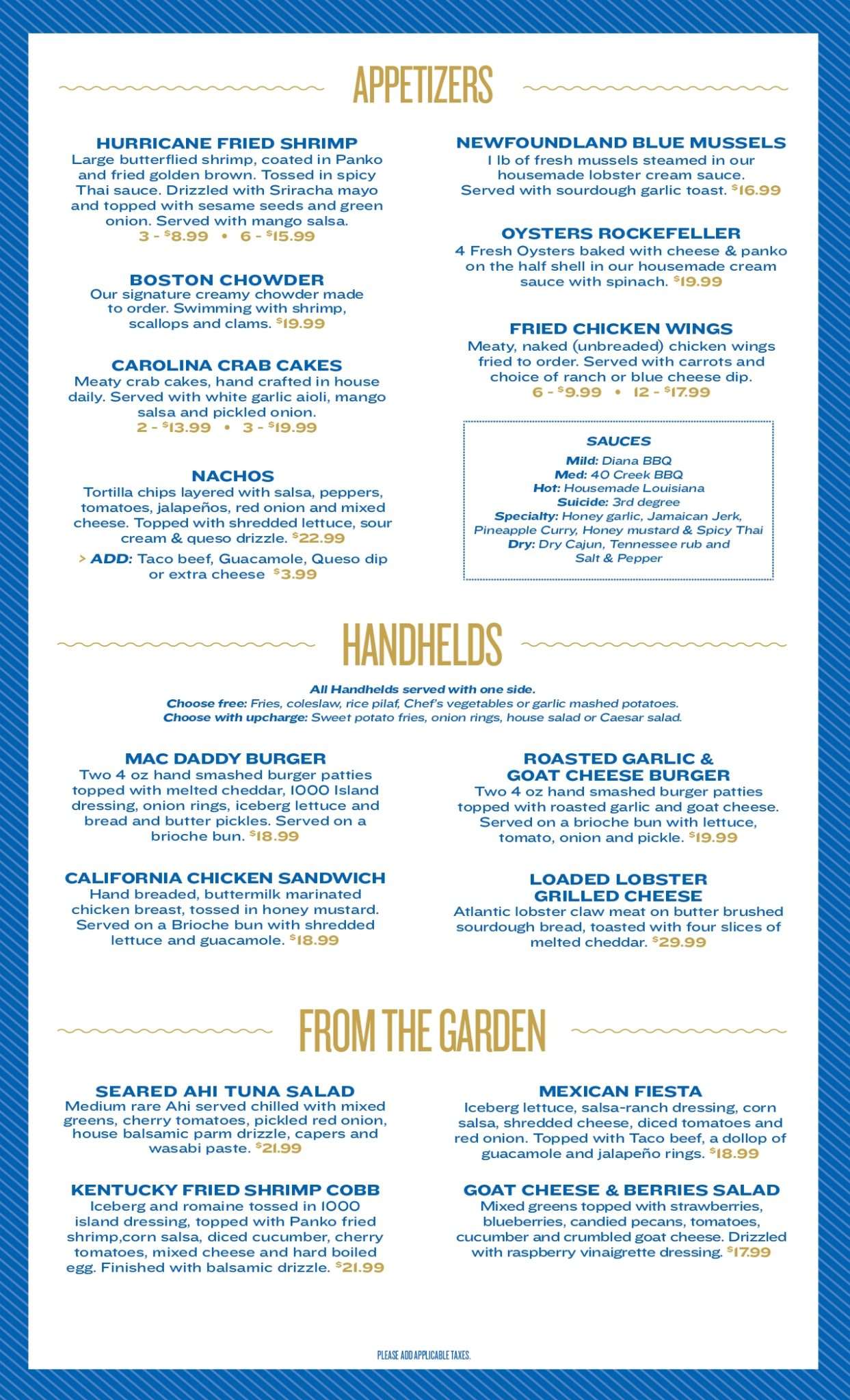 Menu | Coastal Kitchen & Bar